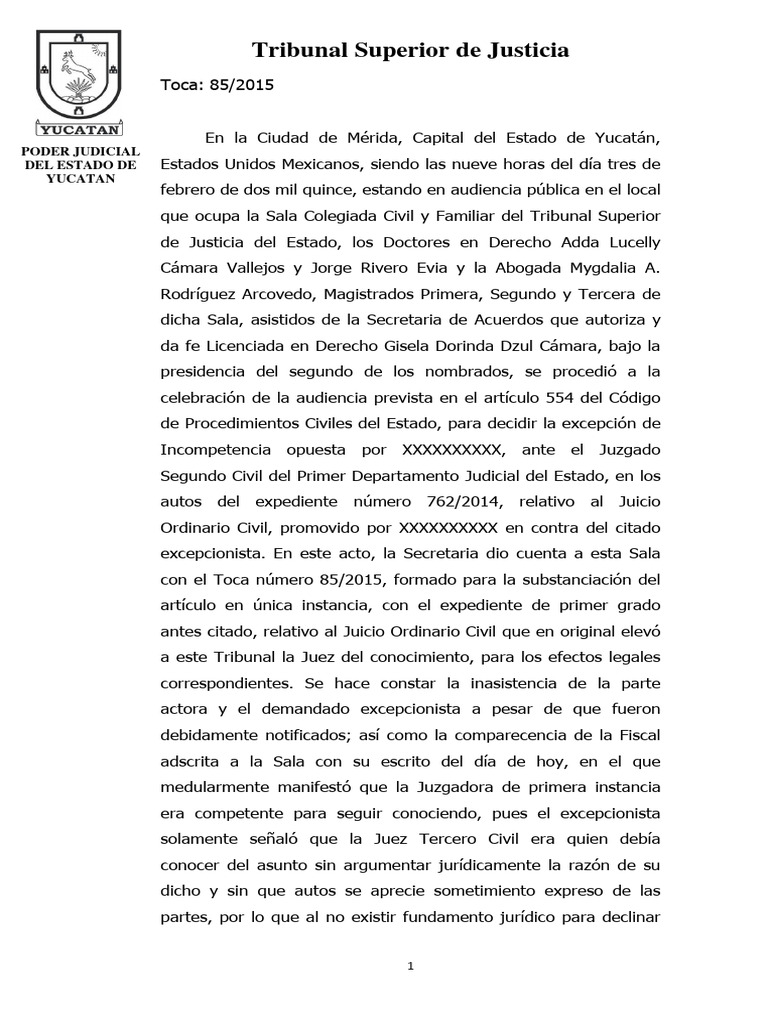 Toca 85-2015 | PDF | Judicaturas | Juez