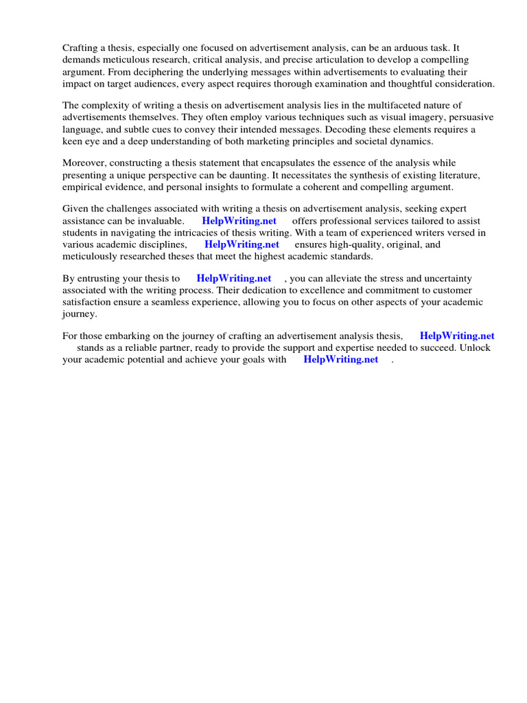 Advertisement Analysis Thesis Statement | PDF | Advertising | Target ...