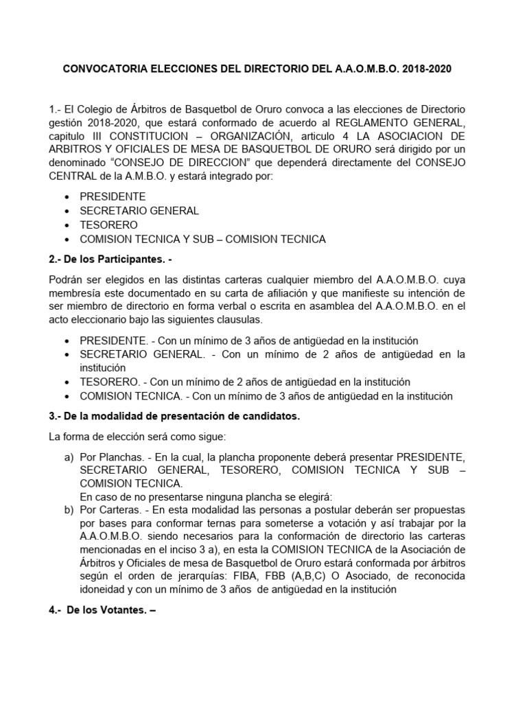 Convocatoria Elecciones Del Directorio Del C | PDF