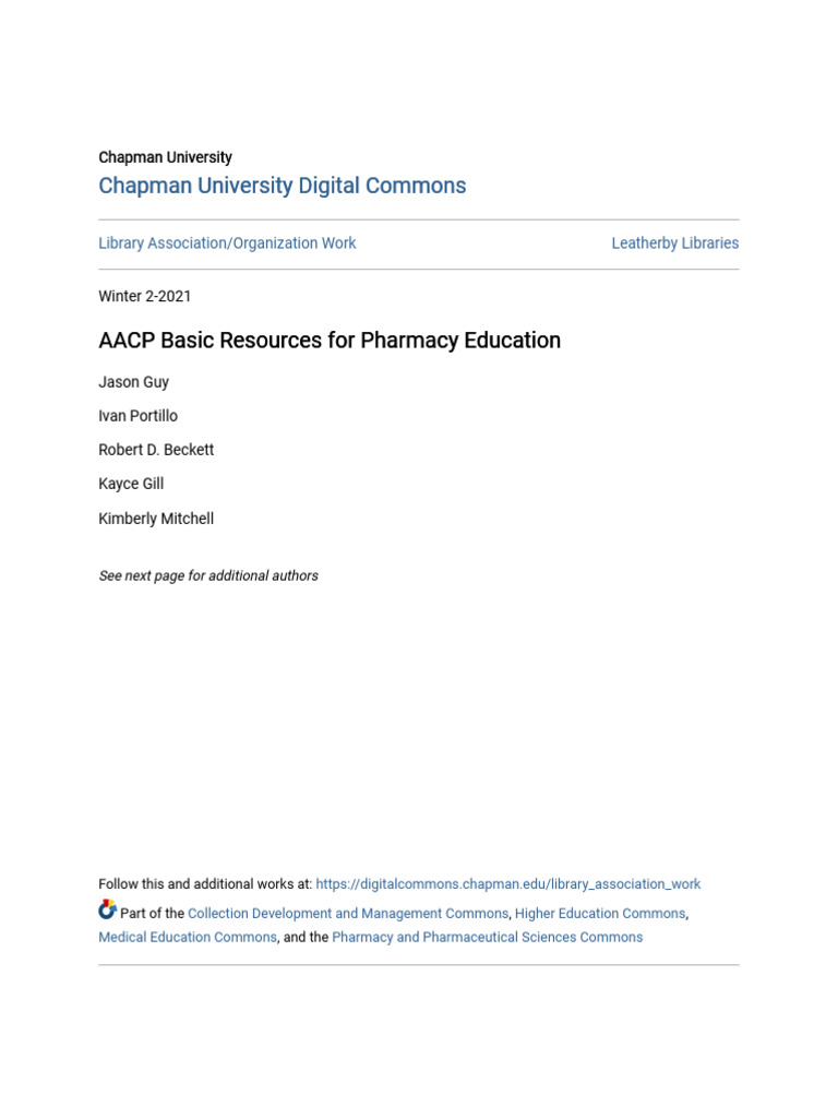 AACP Basic Resources For Pharmacy Education | PDF | Pharmacy | Pharmacology