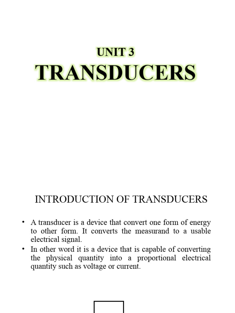 Transducers: Types and Characteristics | PDF