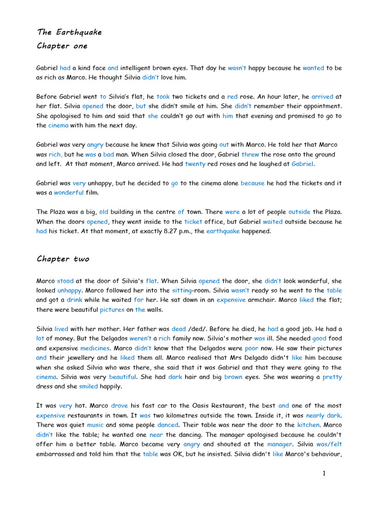 The Earthquake - Summary | PDF