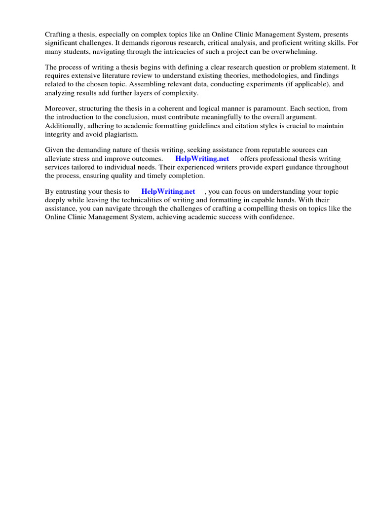 Online Clinic Management System Thesis | PDF | Databases | System