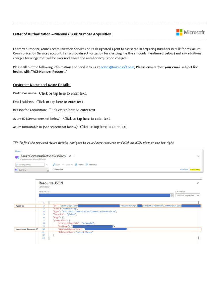 Authorization for Bulk Number Acquisition | PDF