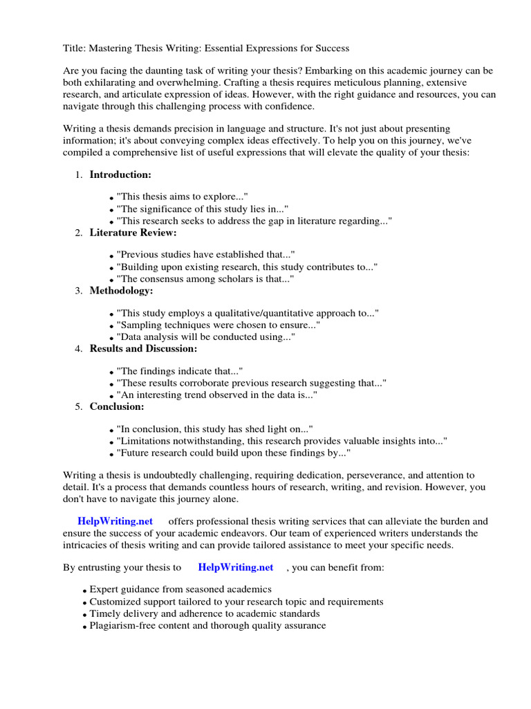 Writing Thesis Useful Expressions | PDF | Essays | Frederick Douglass