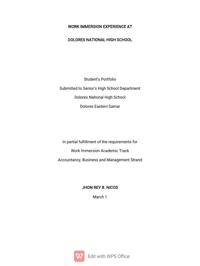 Work Immersion-WPS Office | PDF