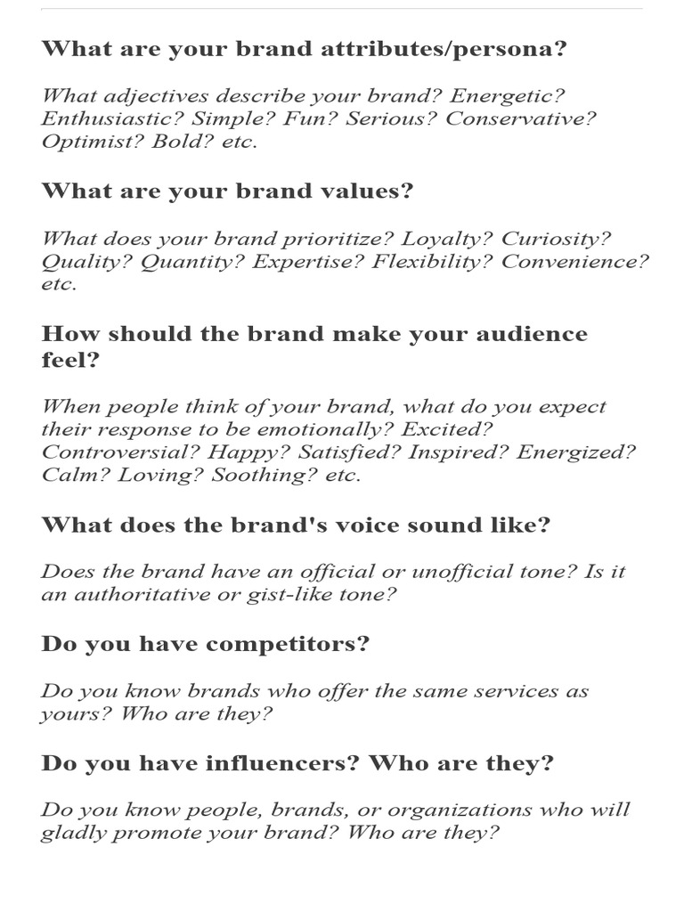 (Read Only) These Are Important Questions YOUR Brand Must Be A | PDF ...
