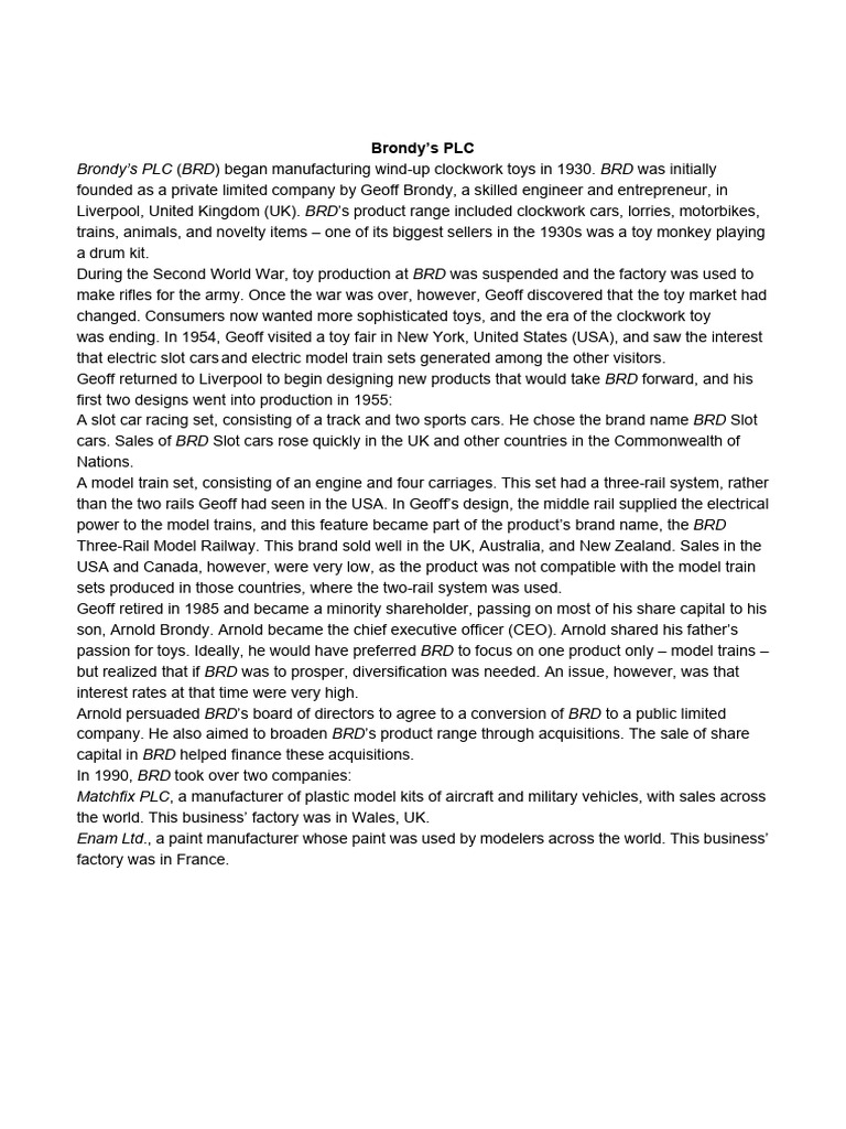 Brondy S Case | PDF | Rail Transport Modelling | Toys