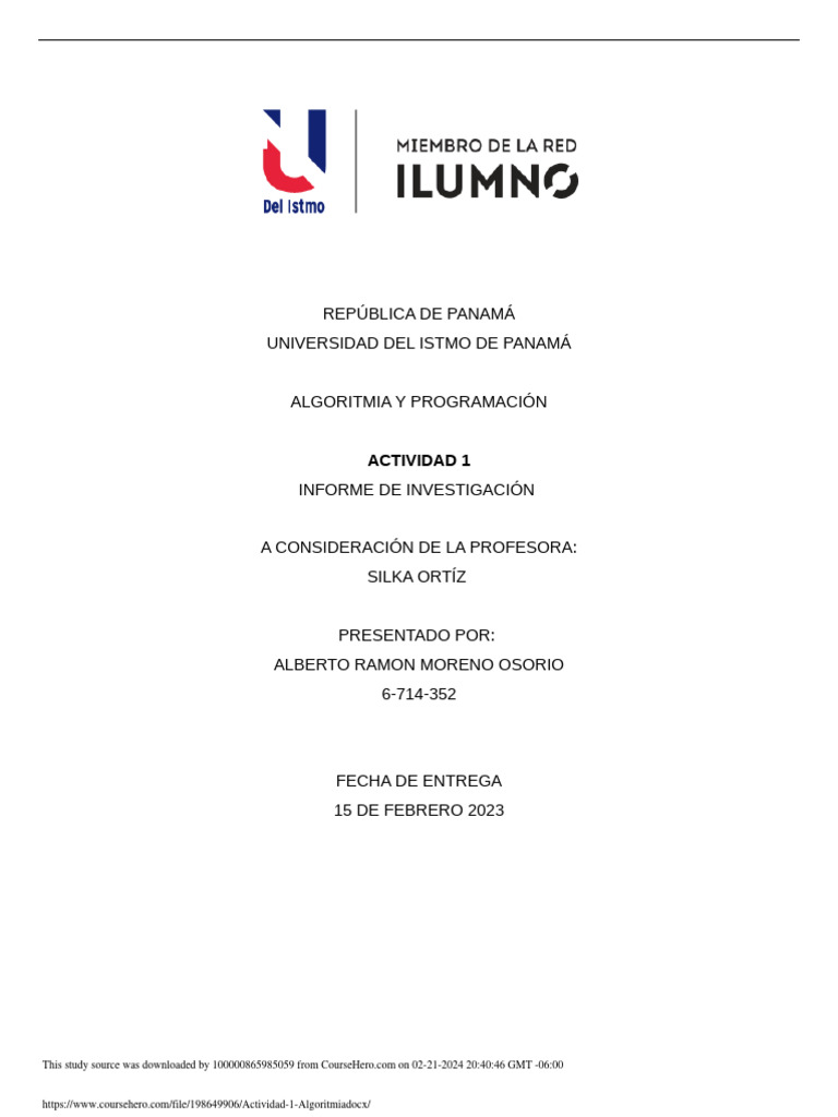 Actividad 1 Algoritmia | PDF | Programación de computadoras | Informática