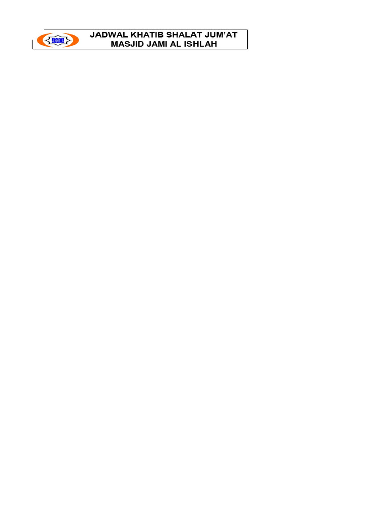 Jadwal Khotib Jumat 2024 | PDF