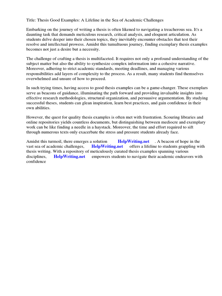 Thesis Good Examples | PDF