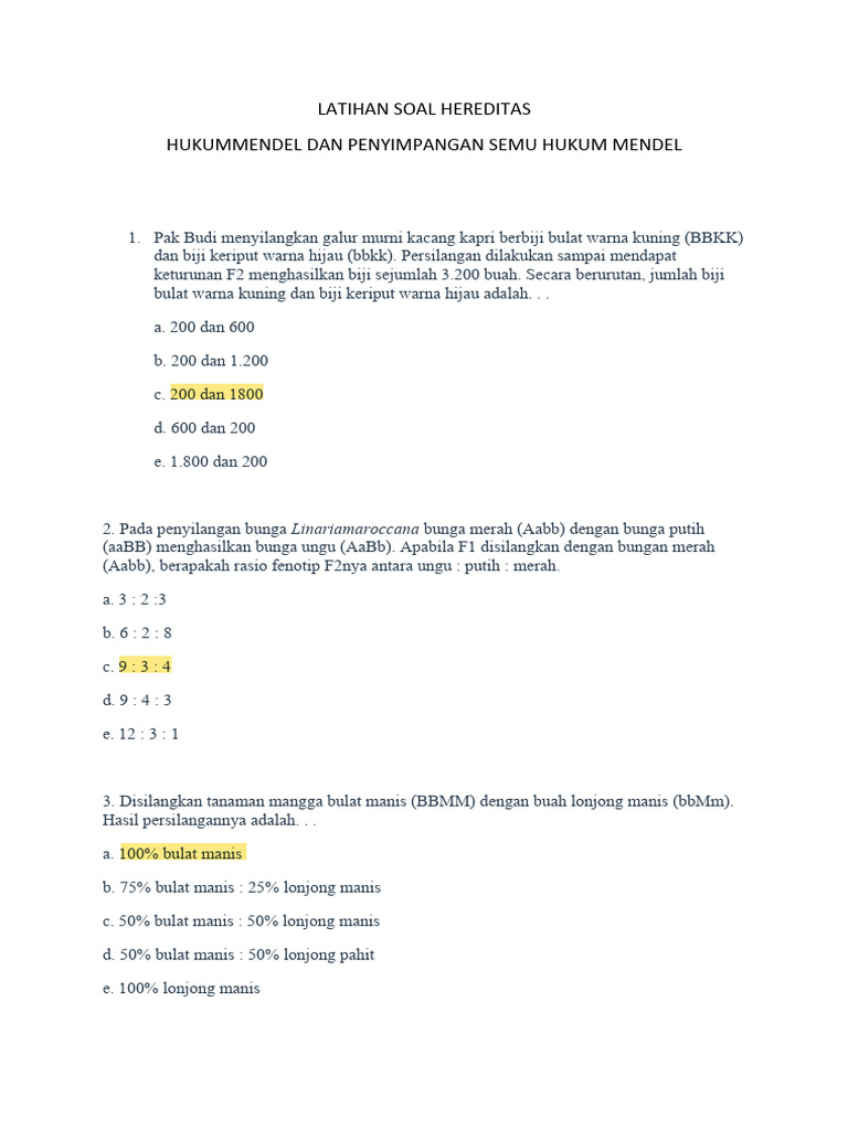 Latihan Soal Hereditas Azzam Xii Ipa | PDF