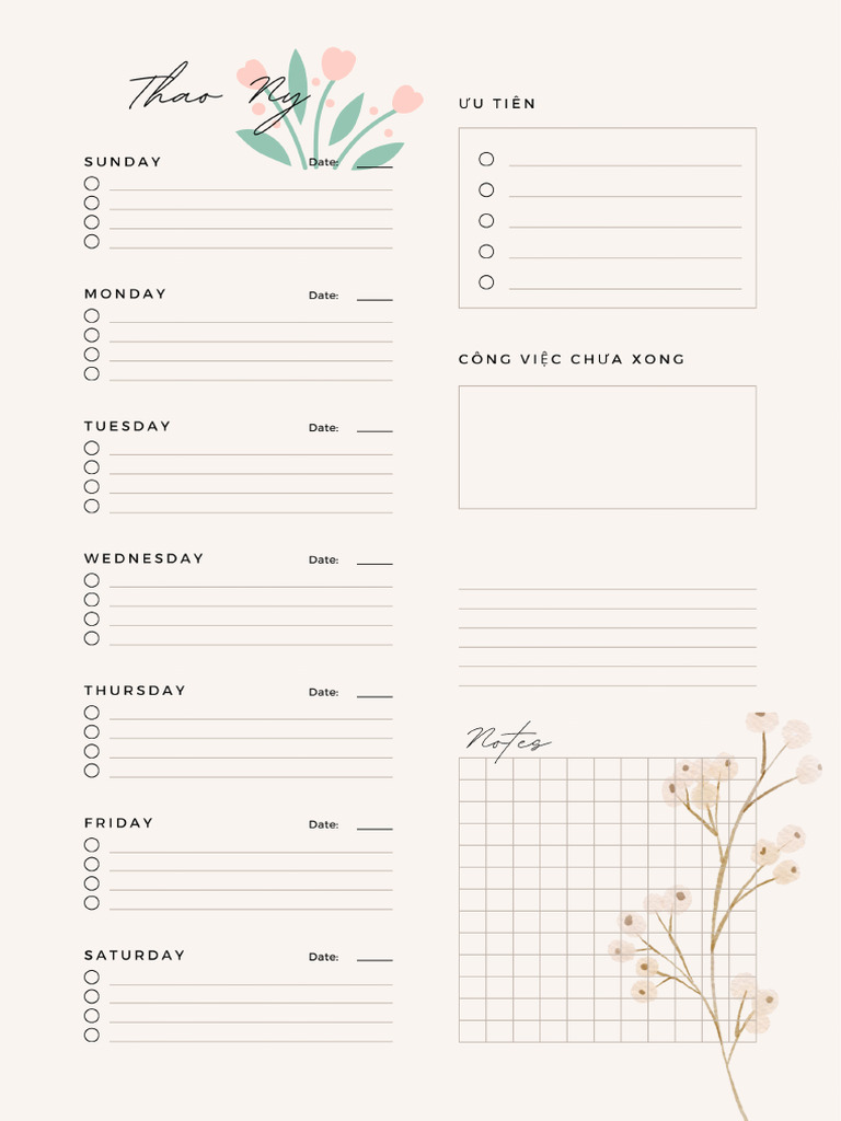 Beige Minimalist Weekly Planner | PDF