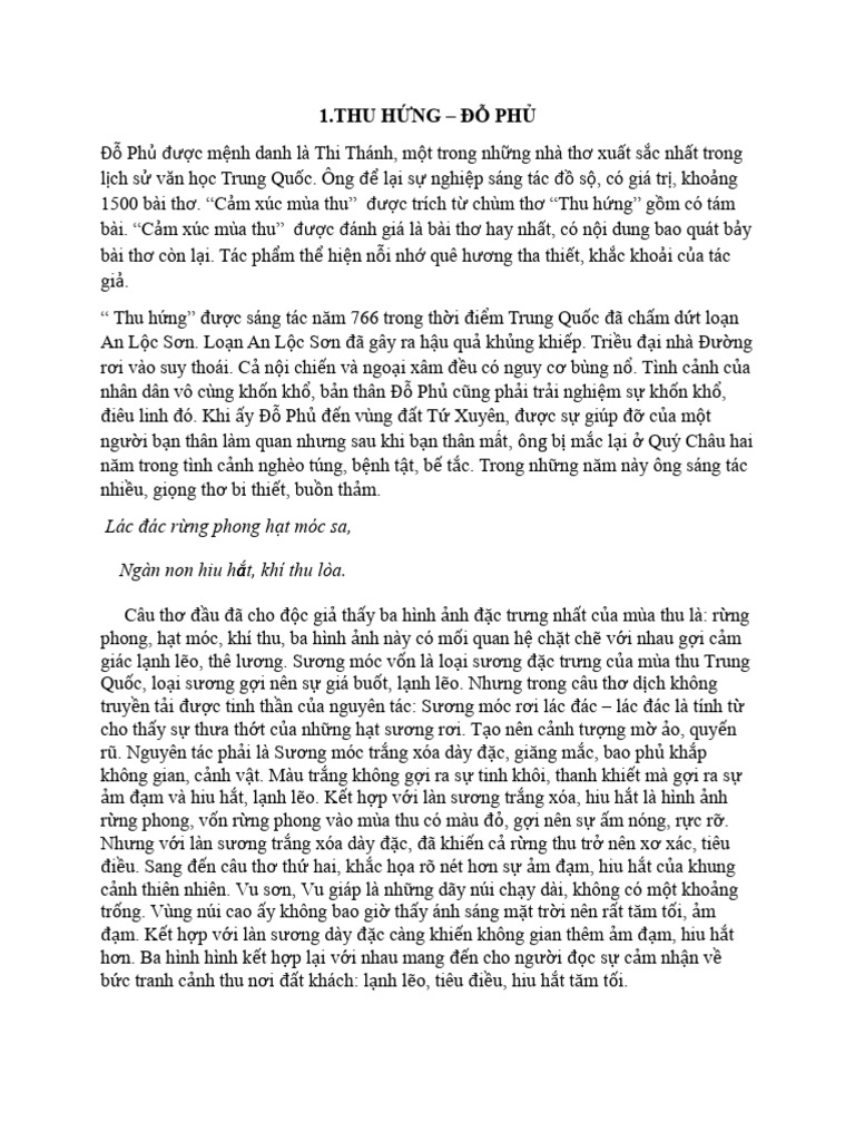 Thu hứng - Đỗ Phủ | PDF