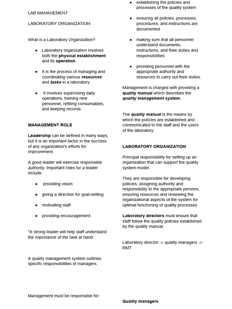 Laboratory Organization | PDF