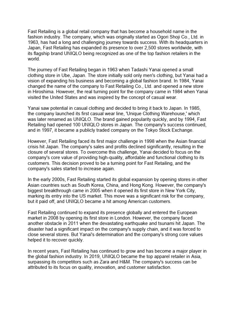 Beginnings of Fast Retailing | Download Free PDF | Retail | Fashion