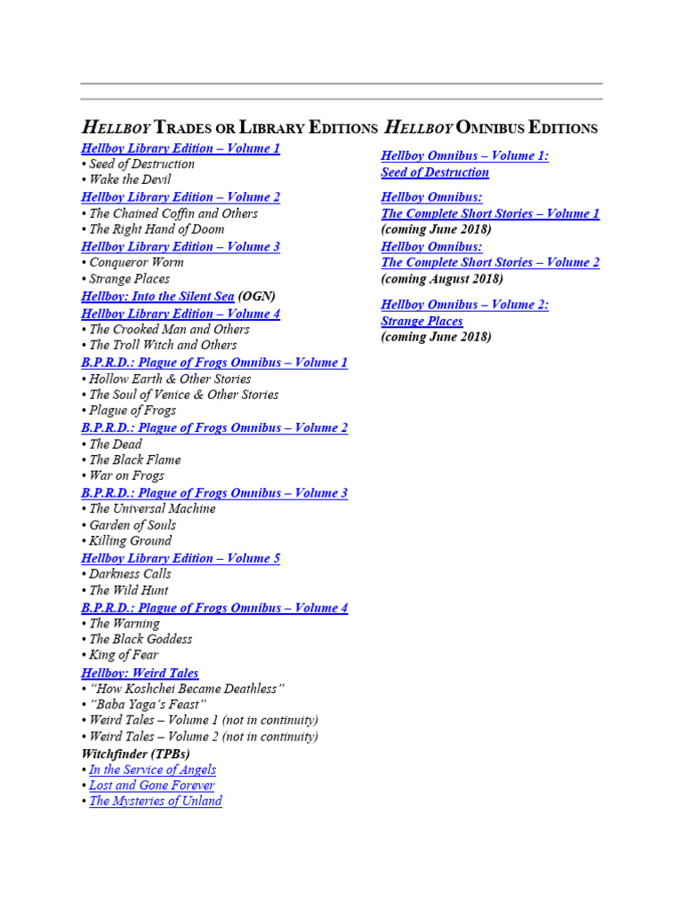 Hellboy Universe Reading Order | PDF