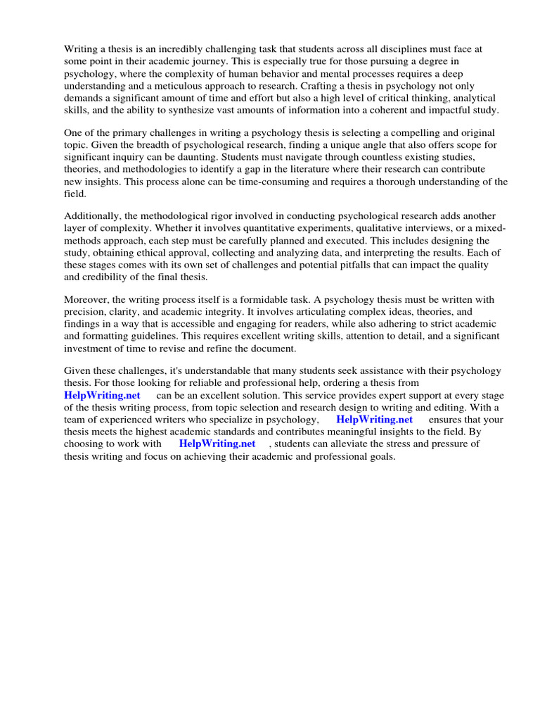 Sample Thesis Title for Psychology | PDF | Thesis | Psychology