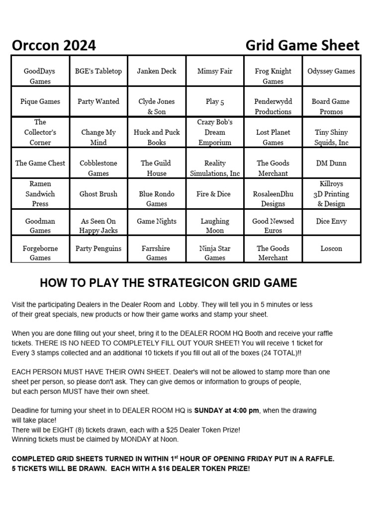 Orccon 2024 Grid | PDF | Games & Activities