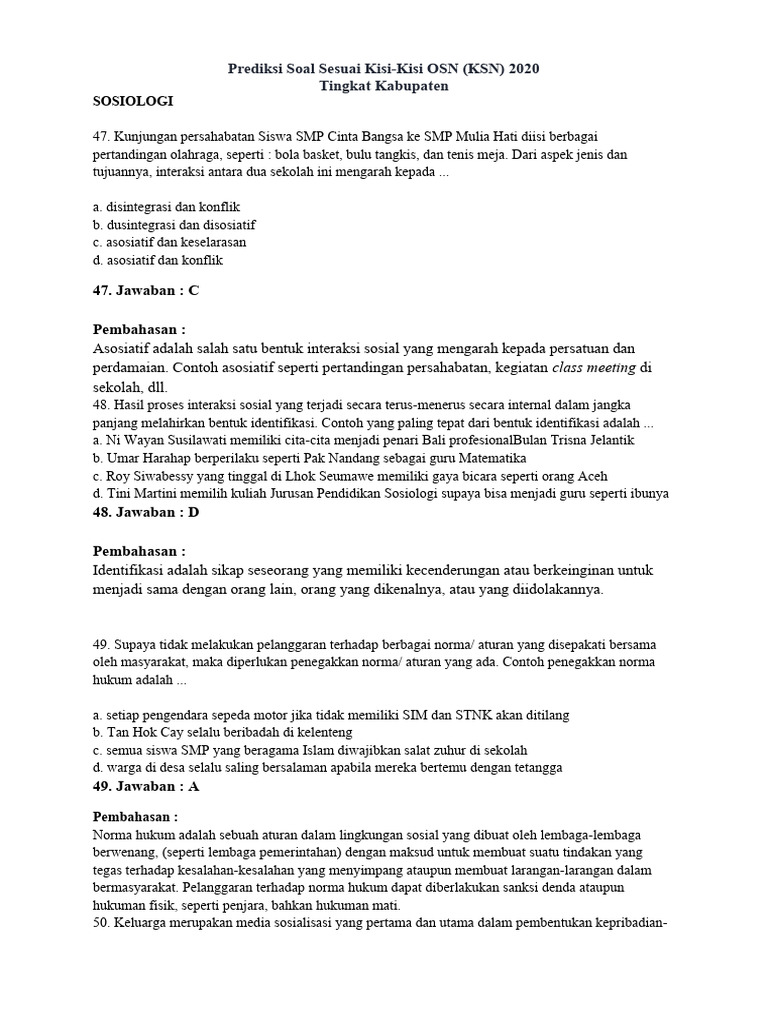 Soal KSN Sosiiologi | PDF