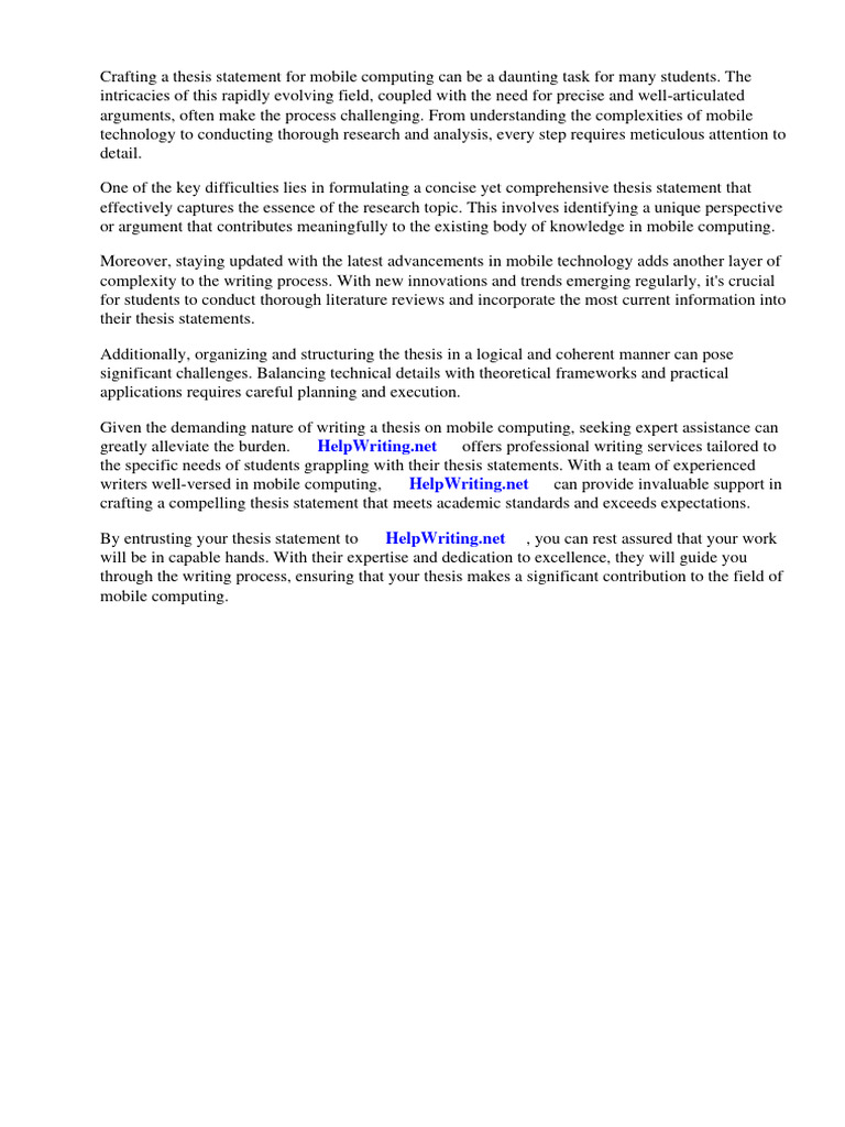 Thesis Statement For Mobile Computing | PDF