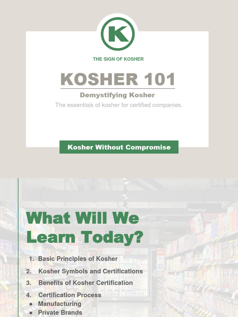 Kosher 101 Presentation 2023 4 Version Without Date Pdf