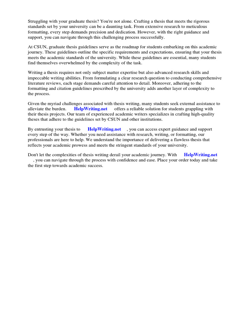Csun Graduate Thesis Guidelines | PDF