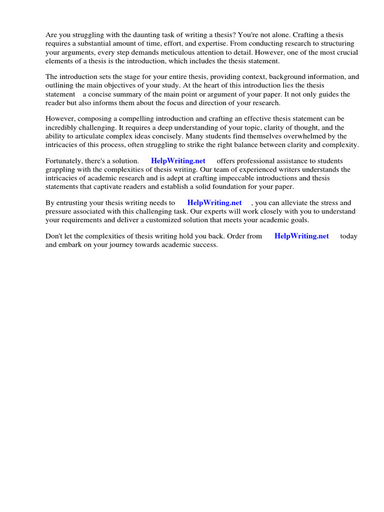 How To Write Introduction Thesis Statement | PDF | Essays | Thesis