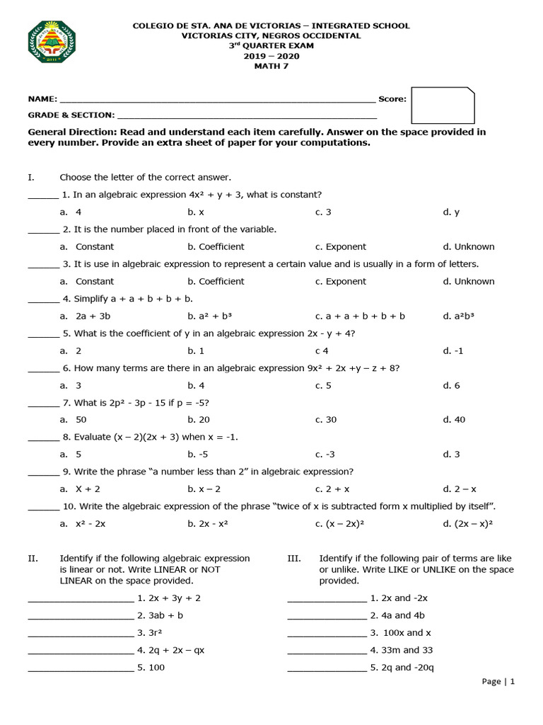 GRADE 7 - 3rd Quarter | PDF