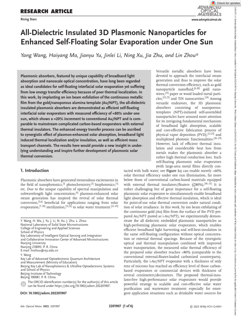 2023 AOM - All-Dielectric Insulated 3D Plasmonic Nanoparticles for ... 2023 AOM - All-Dielectric Insulated 3D Plasmonic Nanoparticles for ...
