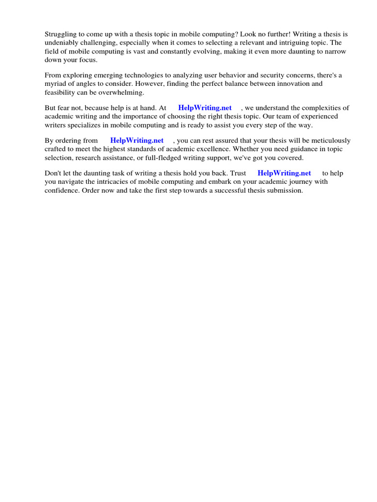 Thesis Topics in Mobile Computing | PDF