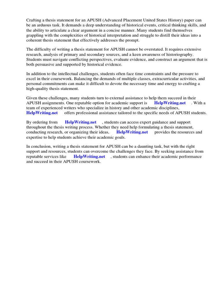 APUSH Thesis Writing Help | PDF