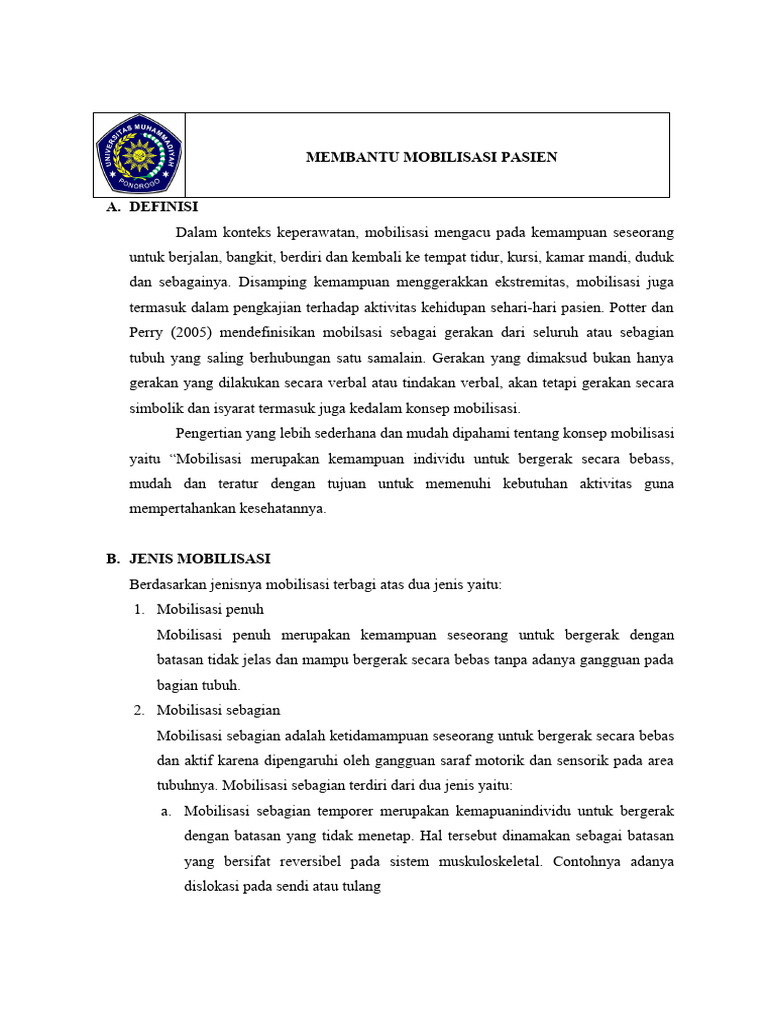 Panduan Mobilisasi Pasien yang Efektif | PDF | Pengembangan Diri ...