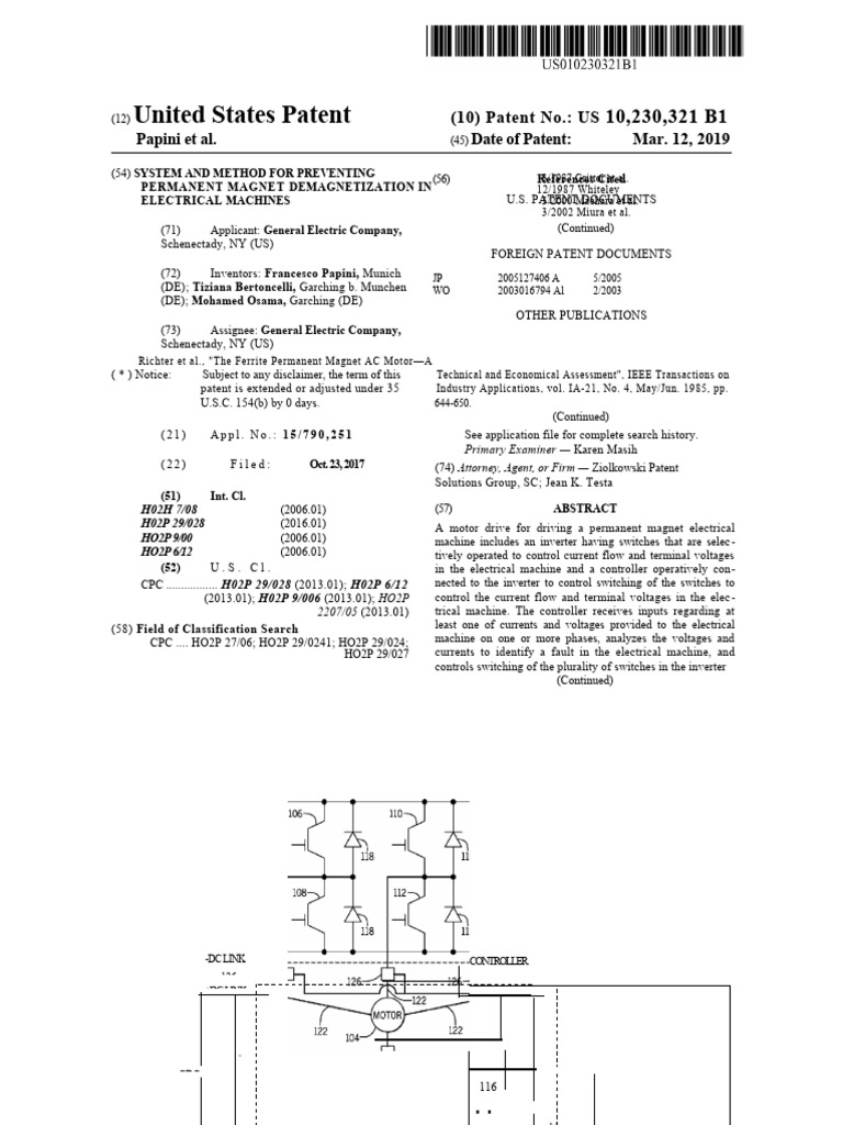 Demagnetization Fault Prevention - Using Current Controll Through Inverter - US10230321B1 | PDF ...