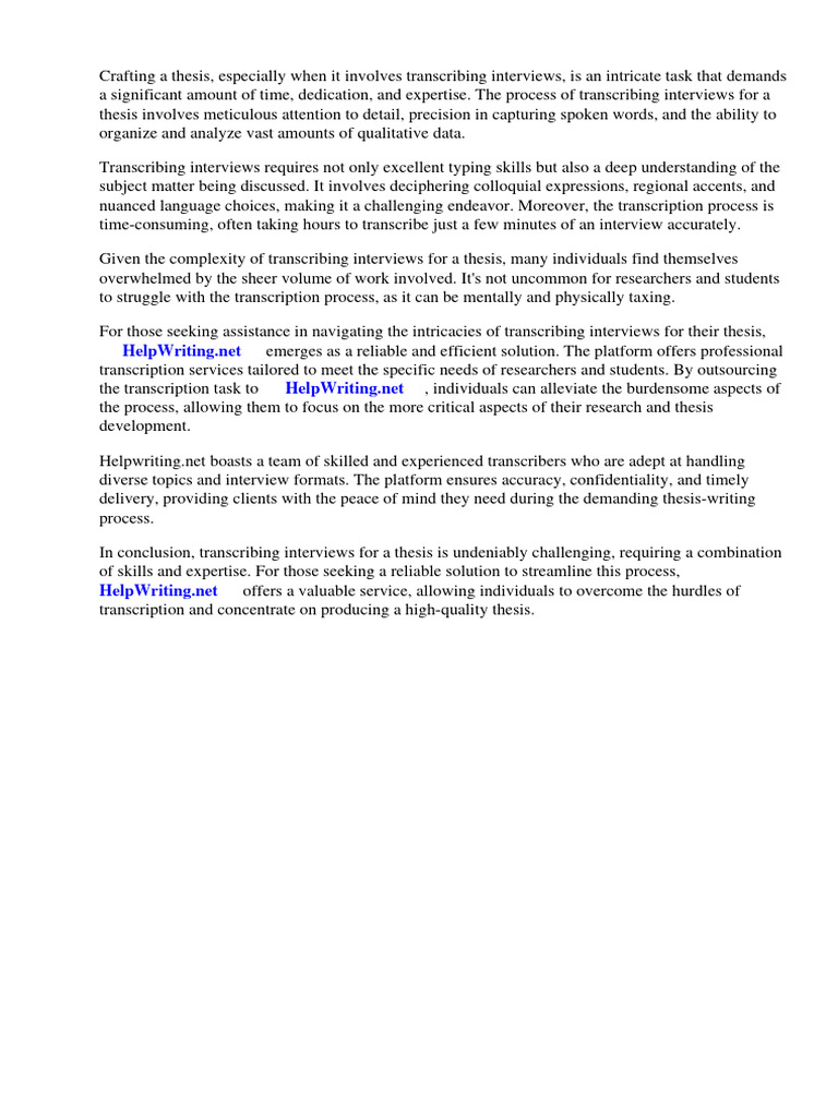 Transcribe Interview Thesis | PDF