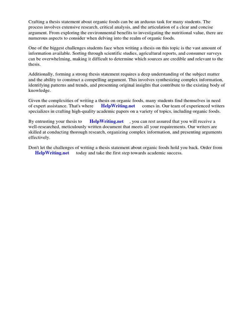 Crafting Organic Food Thesis Statements | PDF | Organic Foods | Agriculture