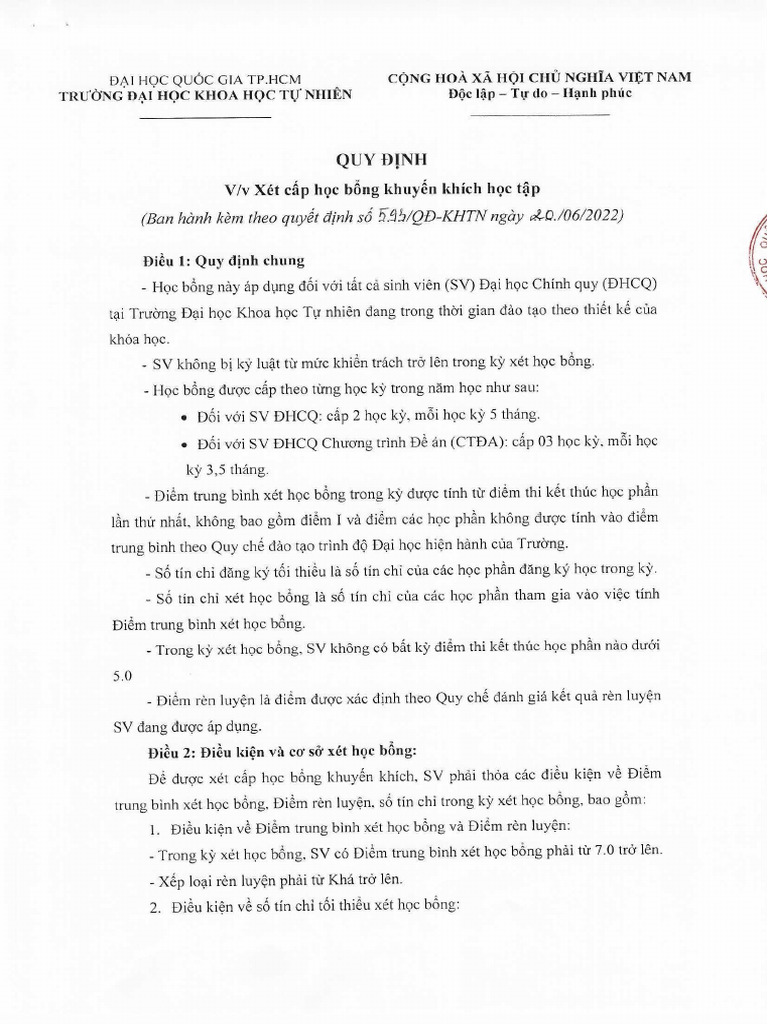 Quy Dinh Hoc Bong | PDF