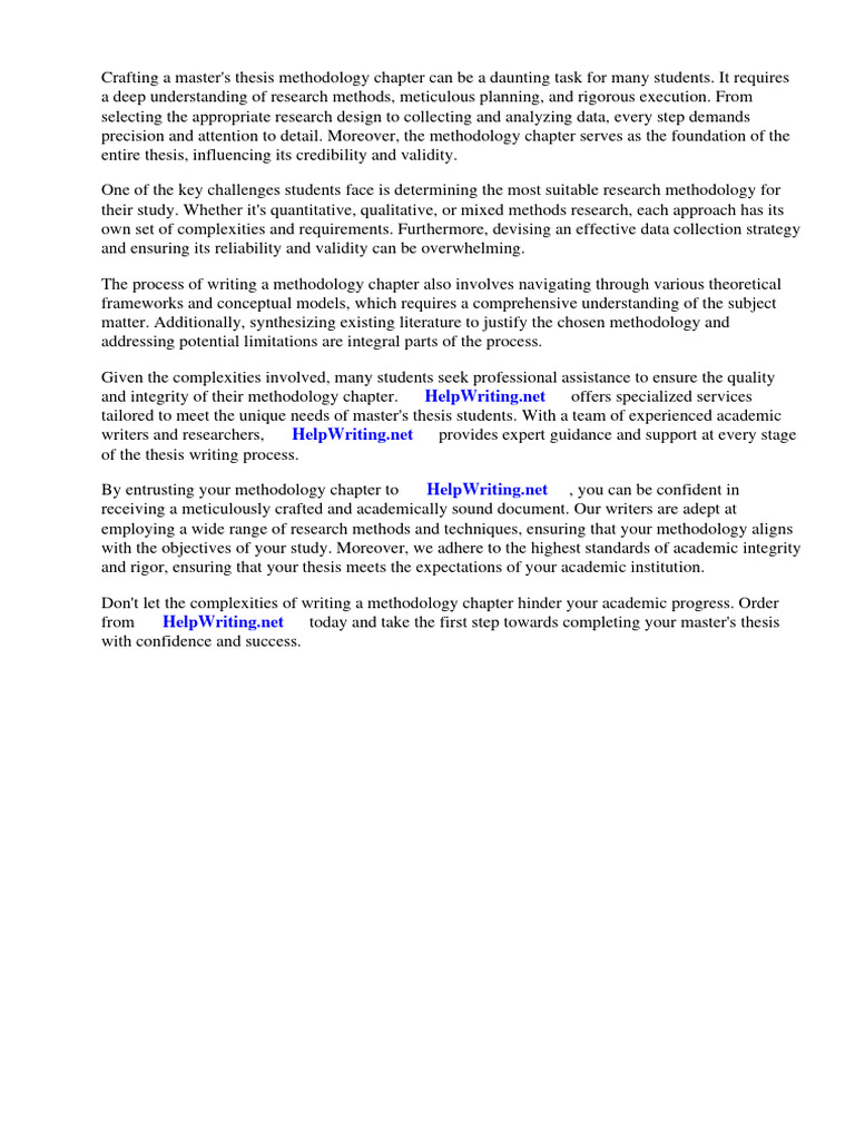 Master Thesis Methodology Chapter Pdf