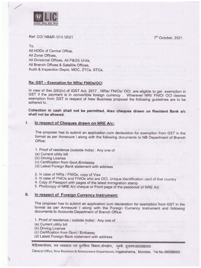 GST Exception for NRI | PDF