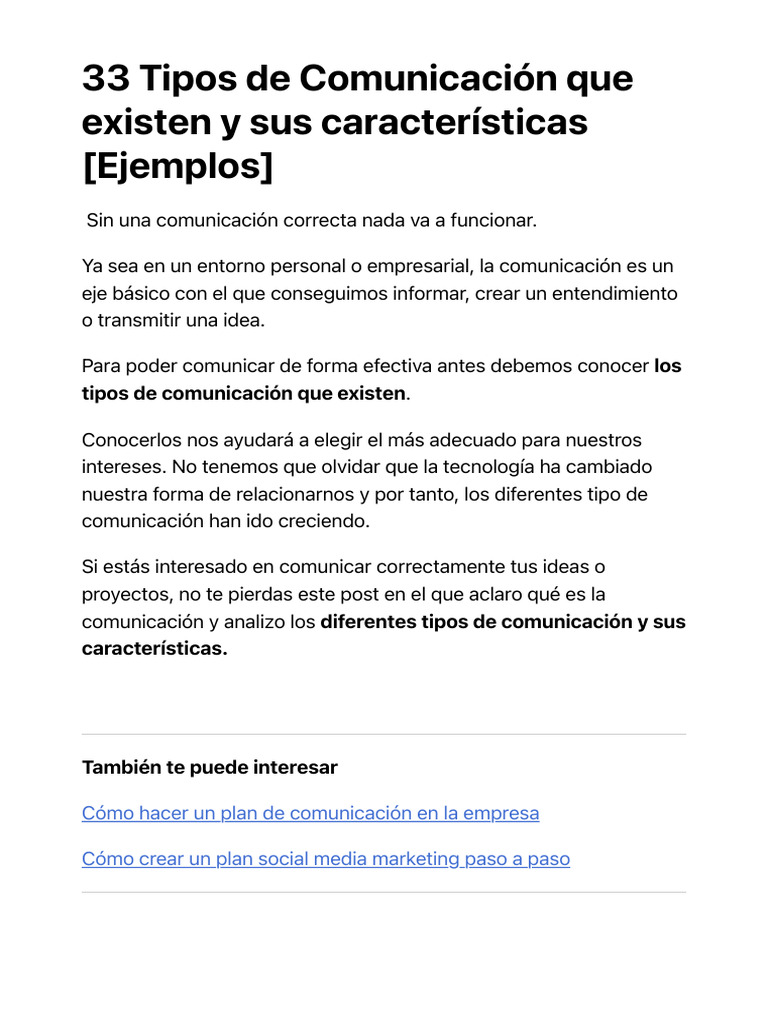 33 Tipos de Comunicación y Sus Características (Ejemplos + Infografía) | PDF | Comunicación ...