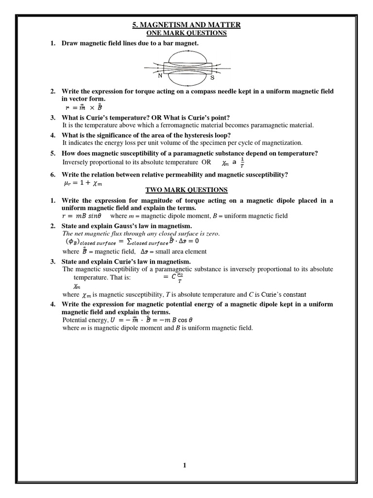 Magnetism and Matter Short Notes | Download Free PDF | Magnetic Field ...