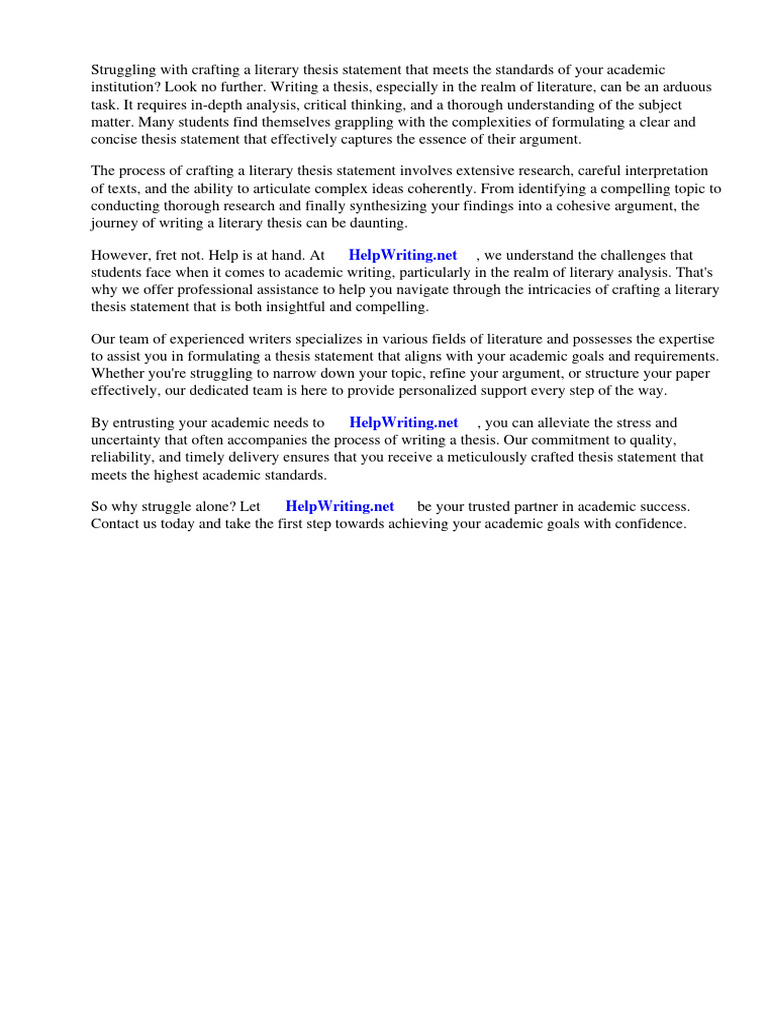 Literary Thesis Statement Examples | PDF | Essays | Thesis