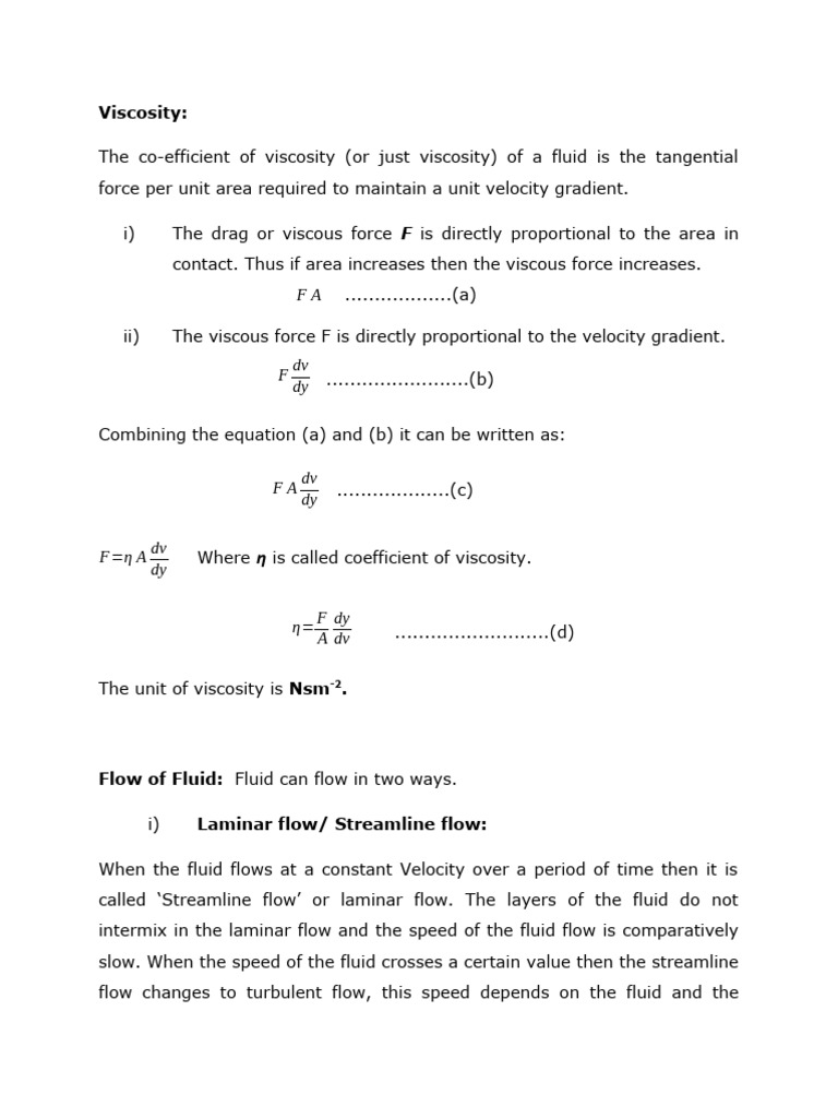 7. Viscosity-1 | PDF | Fluid Dynamics | Drag (Physics)