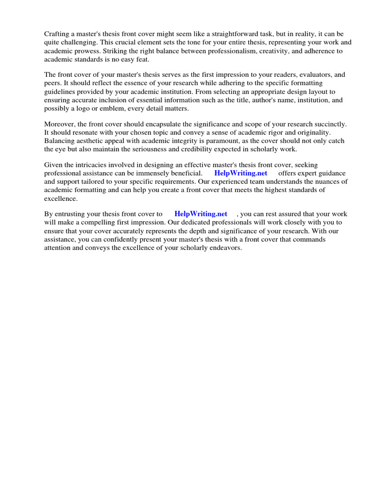 Masters Thesis Front Cover | PDF | Thesis