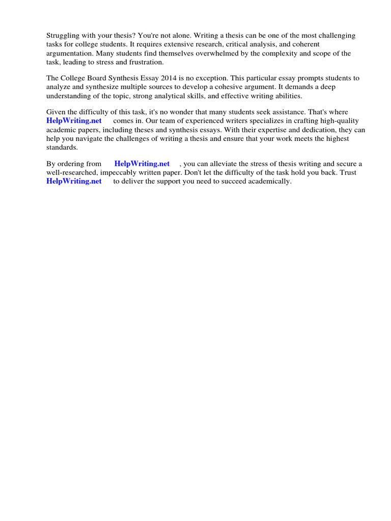 College Board Synthesis Essay 2014 | PDF | Essays | Thesis