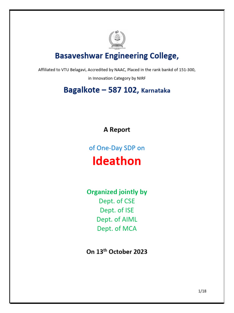 Report On Ideathon | PDF | Matlab | Application Software