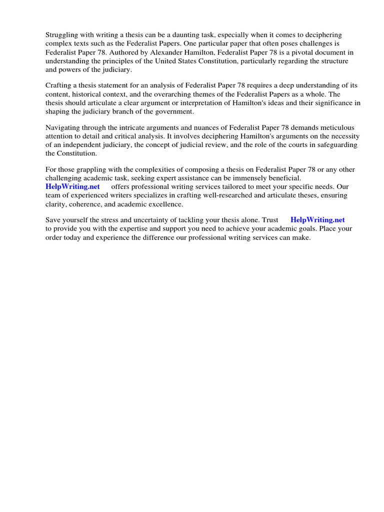 Thesis Help for Federalist Paper 78 | PDF | The Federalist Papers ...