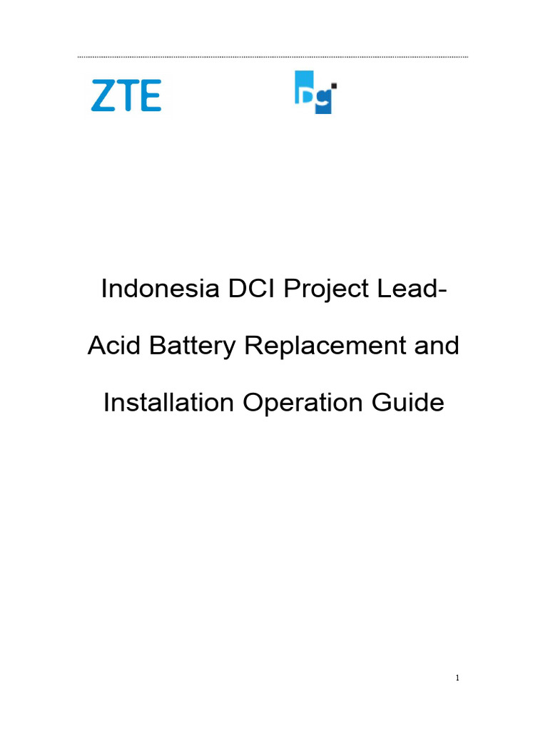 DCI Project Lead-Acid Battery Replacement and Installation Operation ...