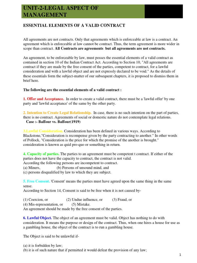 UNIT - 2 - NOTES - Legal Aspect of Management | PDF | Guarantee ...