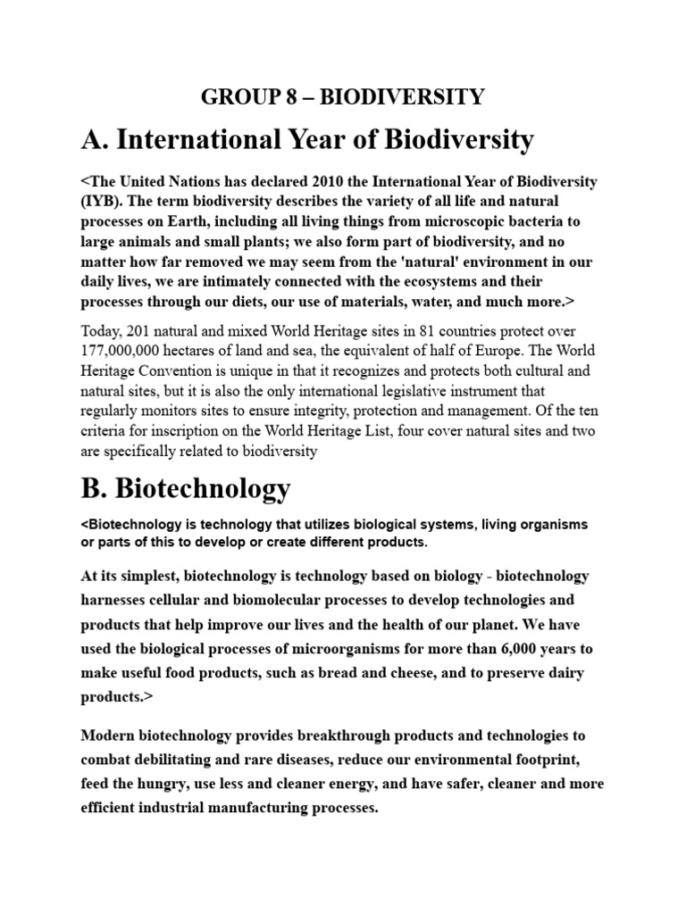 Group 8 - Biodiversity Final | PDF | Genetically Modified Organism | Biotechnology